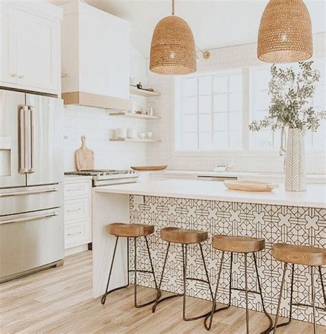 Light And Cheerful Boho Inspired Kitchen Design The Patterned Tiled On
