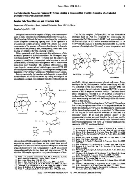 An Enterobactin Analog Prepared By Crosslinking A Preassembled Ironiii