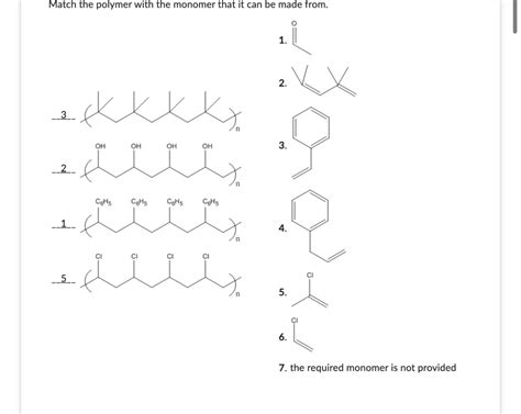 solved 3 2 1 5 match the polymer with