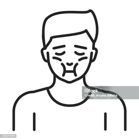 얼굴 팽창 선 검은 색 아이콘입니다 알레르기 증상 웹 페이지 모바일 앱 프로모션에 대한 픽토그램 Ui Ux Gui 디자인