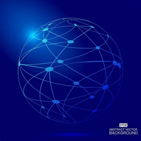 도트 라인 연결 구성 3d 구 과학 기술 개념 벡터 배경 프리미엄 벡터