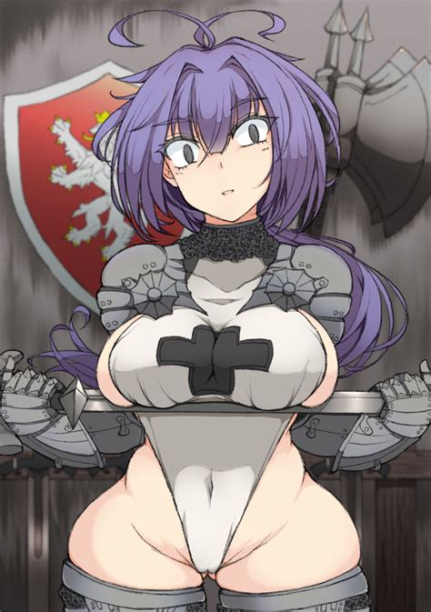 Brdm 2 Original Highres 1girl Ahoge Armor Breasts Covered Navel Gauntlets Groin Hair
