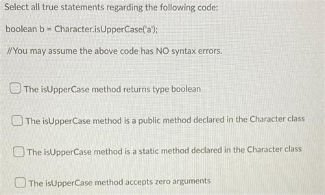solved select all true statements regarding the following