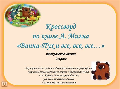 Кроссворд по книге А Милна «Винни Пух и все все все 2 класс презентация онлайн