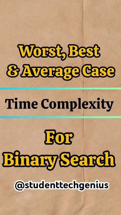 Time Complexity Of Binary Search Best Worst And Average Case