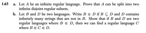 Solved 3 A Let A Be An Infinite Regular Language Prove