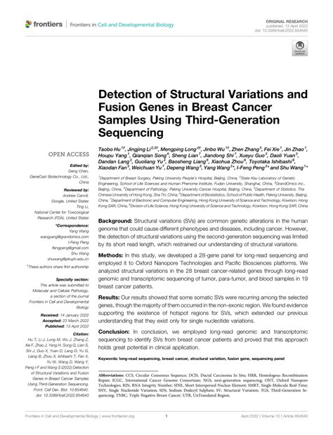 Pdf Detection Of Structural Variations And Fusion Genes In Breast
