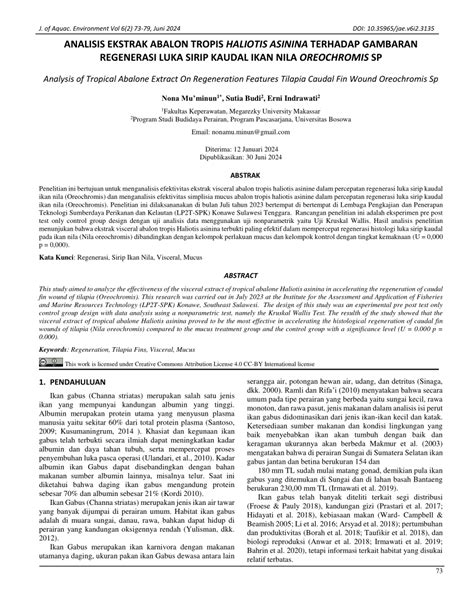 Pdf Analisis Ekstrak Abalon Tropis Haliotis Asinina Terhadap Gambaran