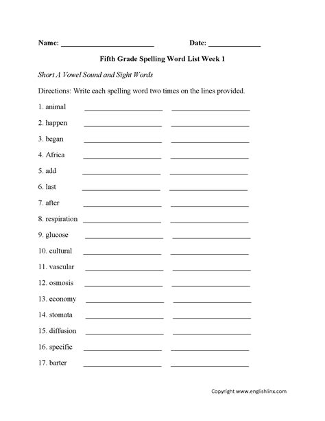 List Of Sight Words Fifth Grade Reading Sight Word List Sight