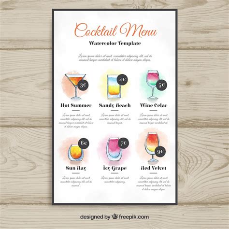 Drink Menu Templates Free Printable