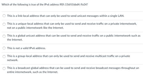 Solved Which Of The Following Is True Of The Ipv6 Address