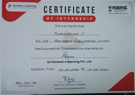 Tharun Kumar On Linkedin Python Internship On Pantech E Learning Date On 13062023 To