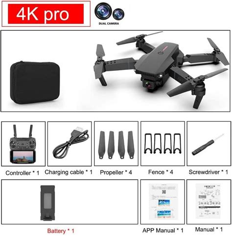 E Pro Drone With K Camera Wifi Fpv P Hd Dual Foldable Rc Quadcopter Altitude Hold