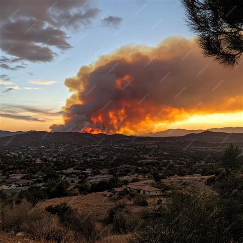 A Large Plume Of Smoke Rises From A Wildfire Burning In The Hills