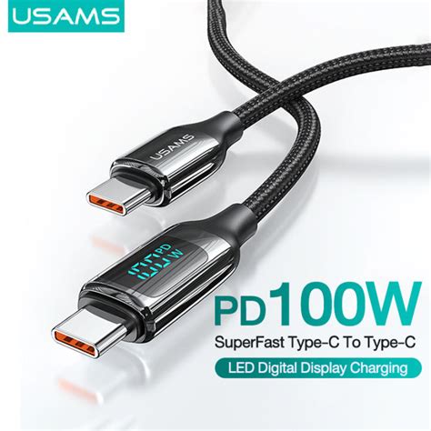 USAMS PD100W USB Type C To Type C Super Charging Cable Digital Display USB C Cable For IPhone 15