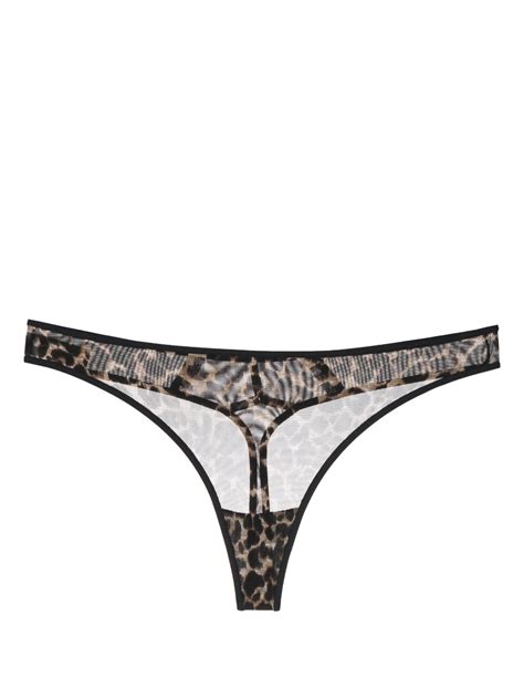 Marlies Dekkers Vixen Leopard Print Mesh Thong Brown Farfetch