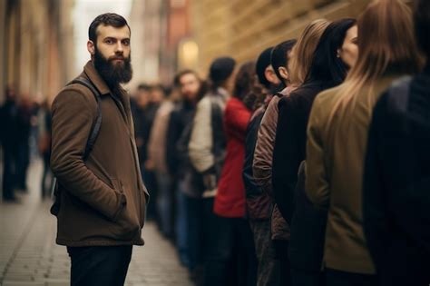 Premium Photo Patient Man Queue Generate Ai