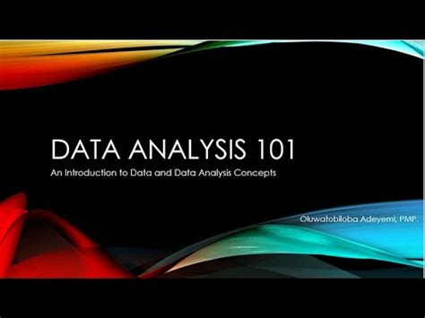 Data Analysis Crash Course Tutorial 1 Data Analysis Basics