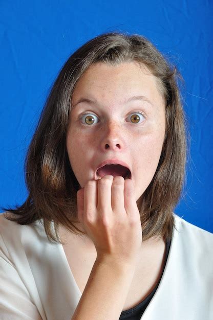 Premium Photo Close Up Portrait Of Shocked Woman