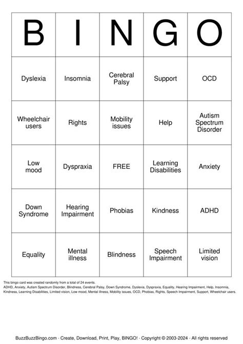 Disability Bingo Bingo Cards To Download Print And Customize