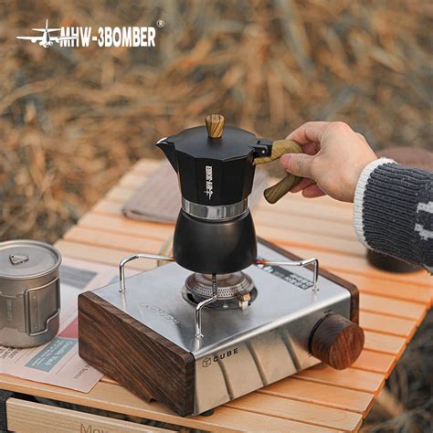 에스프레소 메이커 모카 포트 클래식 이탈리아 및 쿠바 카페 양조용 도구 카페테라 빈티지 나무 손잡이 홈 바리스타 액세서리