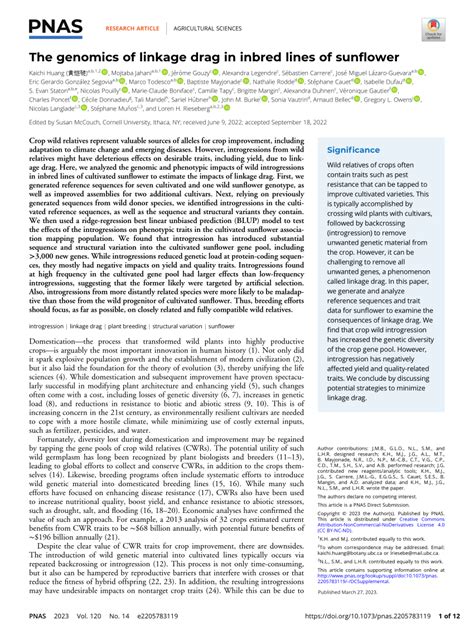 Pdf The Genomics Of Linkage Drag In Inbred Lines Of Sunflower