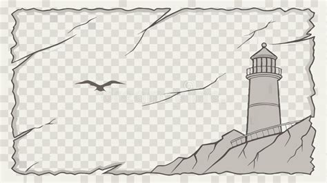 Lighthouse On Cliffside Coastal Beacon And Seaside Scenery Vector Design Generative Ai Stock