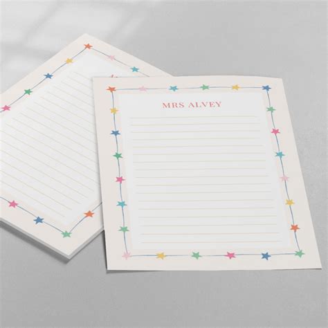 Personalised Notepad For Teachers Stars Beautifully Planned