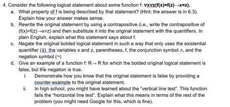 Solved 4 Consider The Following Logical Statement About