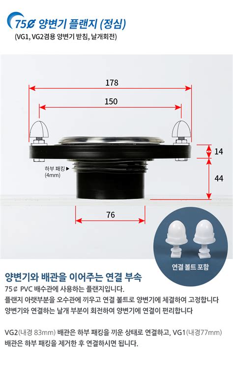 [변기부속품교체 양변기후렌지 75파이 정심]
