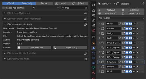 tweaked modifier tools addon released scripts and themes blender