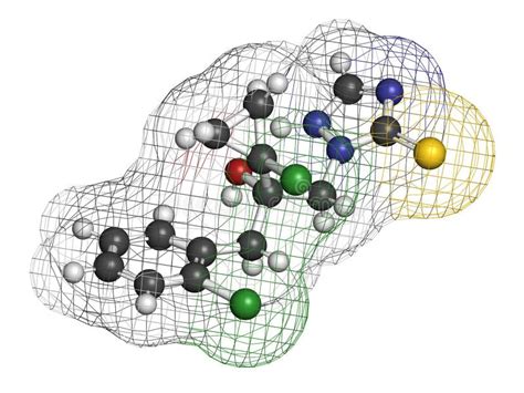 Prothioconazole Fungicide Molecule Skeletal Formula Stock Illustration