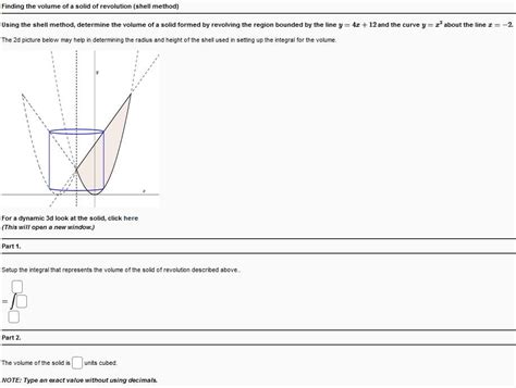 solved finding the volume of a solid of revolution shell