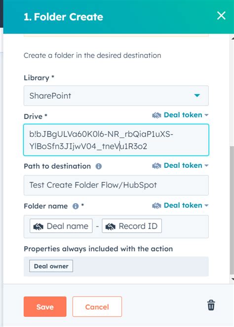 create folder action hubspot
