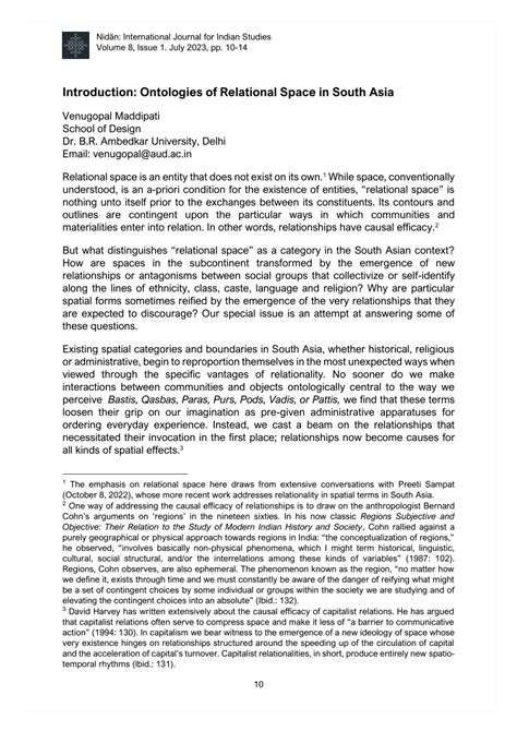 Pdf Introduction Ontologies Of Relational Space In South Asia