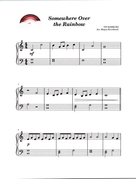 Somewhere Over The Rainbow Piano Solo For Beginners Digital Sheet Music