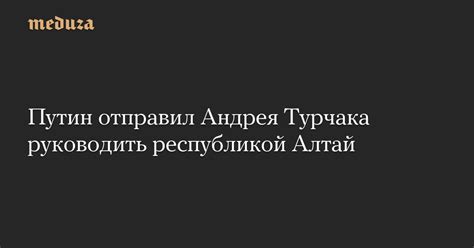 Путин отправил Андрея Турчака руководить республикой Алтай — Meduza