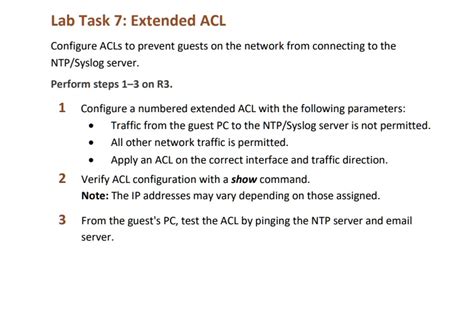 Solved Lab Task 7 Extended Acl Configure Acls To Prevent Guests On