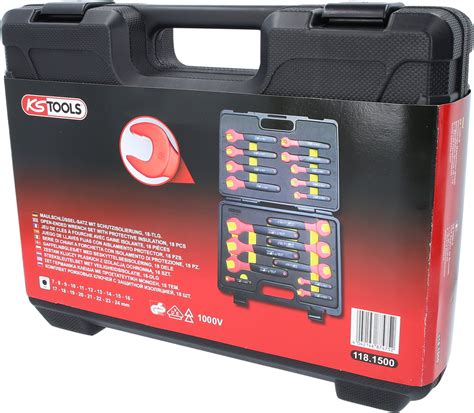 Ks Tools Open End Wrench Set 1000 V 7 24 Mm 18 Pieces In Plastic Case Dip Insulation