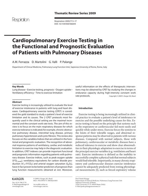 Pdf Cardiopulmonary Exercise Testing In The Functional And Prognostic Evaluation Of Patients