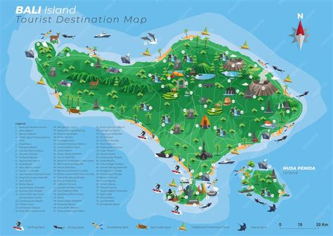 Premium Vector Bali Tourist Destination Map With Details
