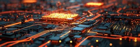 Futuristic Circuit Board Maze Glowing With Data Flow The Heart Of