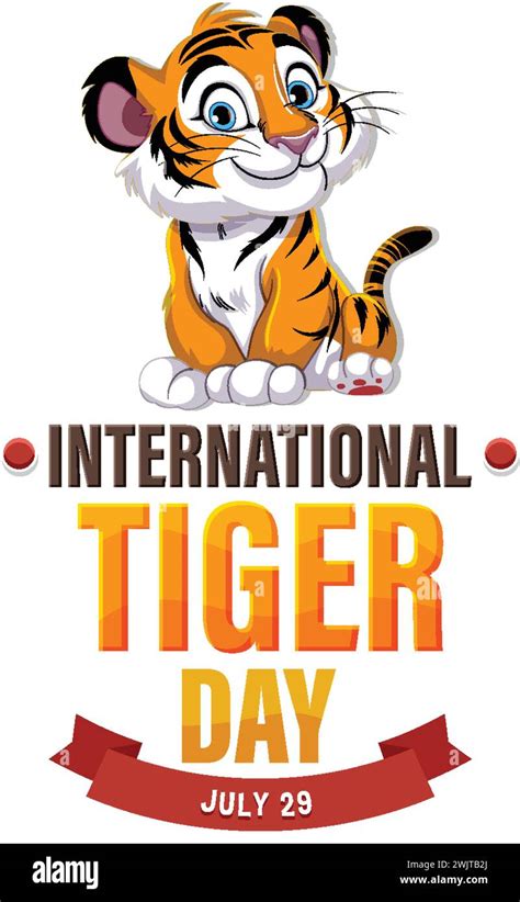 Cute Tiger Cartoon Promoting Wildlife Conservation Event Stock Vector