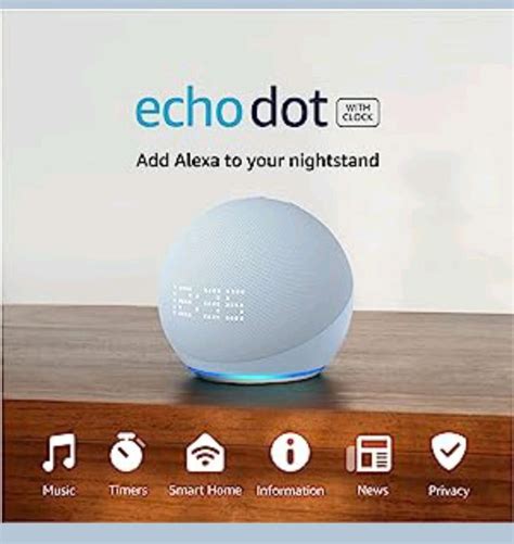 Amazon Echo Dot 5th Gen With Clock Compact Smart Speaker With Alexa And Enhanced LED Display