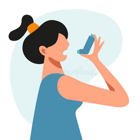 A Vector Composition With A Woman Using Inhaler Stock Vector Illustration Of Doctor Inhaler