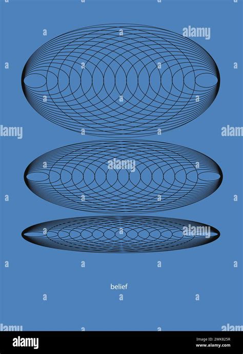 Three Overlapping Ellipsoidal Geometric Shapes With Intersecting Lines
