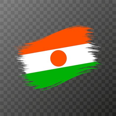 니제르 국기 그런 지 브러쉬 스트로크 투명 배경에 벡터 일러스트 레이 션 프리미엄 벡터