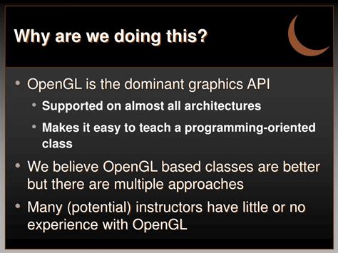 Ppt Teaching A Graphics Class With Opengl Two Approaches Powerpoint