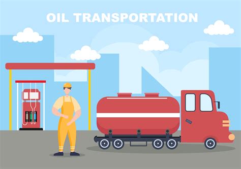 Oil Gas Industry Vector Illustration Crude Extraction Refinery Plant Drilling Gas Station