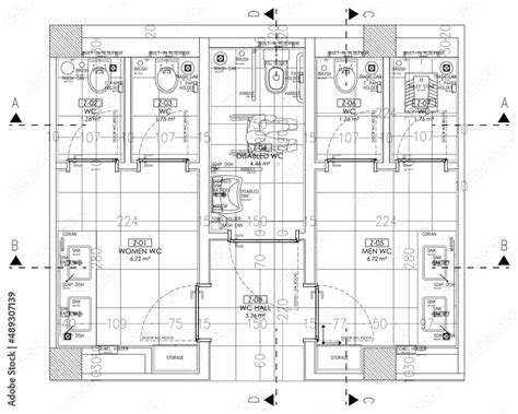 photo and art print floor plan design of a public wc detailed public wc
